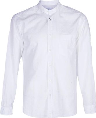 Xacus Homme, Chemises, Blanc, Taille: L Chemise Homme en Seersucker avec Col Mandarin