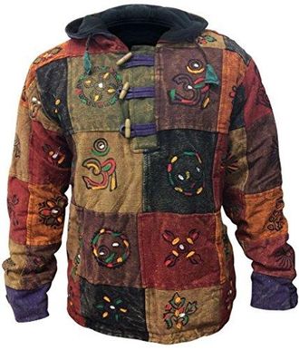 Shopoholic Fashion Hommes Multicolore Patchwork Polaire Sweat à Capuche - Multi, Medium