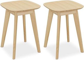 Relaxdays Esszimmerhocker, 2 Sitzhocker, Bambus, Küche, Flur & Bad, HxBxT: 45,5 x 33 x 33 cm, Hocker für Pflanzen, Natur