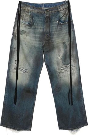 Ann Demeulemeester Homme, Jeans, Bleu, Taille: XL Jeans à panneaux effet vieilli