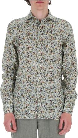 Borriello Homme, Chemises, Multicolore, Taille: XL Lino Flower Shirt