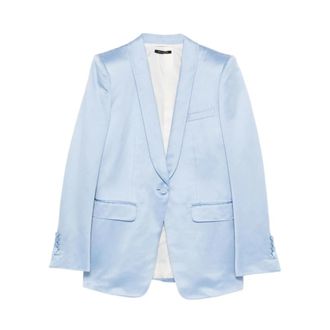 Tom Ford Baumwoll-Seiden-Mix Einreiher Jacke mit Schalkragen - - Jackets - Damen - Blau - S