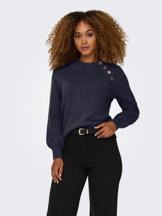Only Rundhalspullover ONLEMMA LS BUTTON ONECK EX KNT Kunstfaser, regular fit