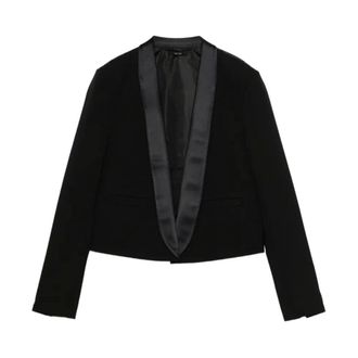 Tom Ford Femme, Vestes, Noir, Taille: 36 FR Veste de smoking courte bicolore &agrave; un bouton et col ch&acirc;le