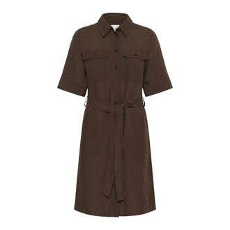 Part Two Femme, Robes, Brun, Taille: 42 FR Robe Chemise avec Ceinture et Poches