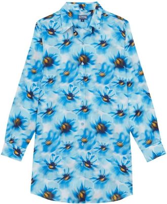 Vilebrequin Femme, Robes, Bleu, Taille: 38 FR Cotton Voile Shirt Dress Poppies