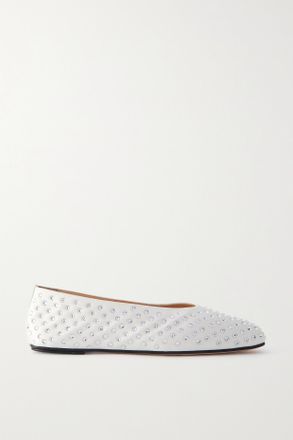 Magda Butrym Ballerines En Satin À Cristaux - Blanc