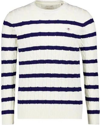 GANT Herren Pullover wei&szlig; Gestreift
