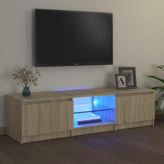 vidaXL Meubles de t&eacute;l&eacute;vision avec lumi&egrave;res led 140x40x35,5 cm avec 2 portes et compartiments Couleur : marron