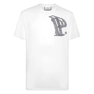Philipp Plein Homme, Tops, Blanc, Taille: 3XL T-shirt Col Rond SS Wire Frame