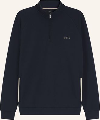 HUGO BOSS Lounge-Sweatjacke Sense 1/4 Zip Jacket Regular Fit blau