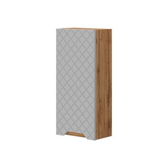 Vicco Badschrank Lotta, Eiche/Grau mit Kachelstruktur, 20 x 72.6 cm