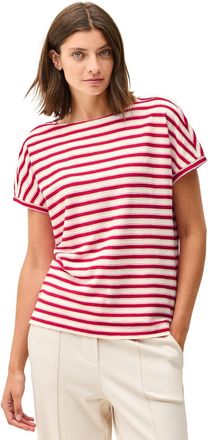 Cecil Damen B323558 Gestreiftes Strukturshirt, Glazed Apple Red, XS