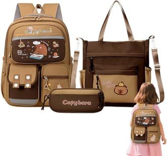 Generic Capybara Sac à dos pour lécole, sac à dos réfléchissant, grand sac à dos esthétique, sac à bandoulière grande capacité, trousse à crayons pour collage