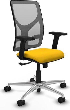 Piqueras y Crespo B&uuml;rostuhl aus Stoff, mit 2D-Armlehnen, h&ouml;henverstellbare Lendenwirbelst&uuml;tze, ausgestattet mit 3 Positionen und Schneidschaum, Grau/Gelb