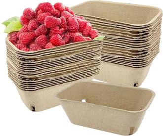 Generico Conteneur de fruits en fibre - Poinnets en fibre biod&eacute;gradables | Fibres de pulpe Berry Basket | Porte-fruits en carton | Stockage de transport | &Eacute;col