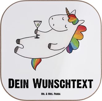 Mr. & Mrs. Panda Personalisierter Untersetzer Einhorn Cocktail - Personalisierte Geschenke, Bierdeckel, Party, Geburtstag, Personalisiert, Einh&ouml;rner, Unicorn, Cuba Lib