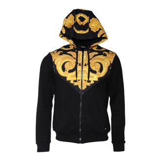 Versace Schwarzer Baumwoll Full Zip Hoodie Sweatshirt - - Sweatshirts & Hoodies - Herren - Schwarzk - XL