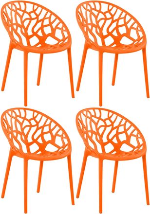 Clp 4er Set Gartenstühle Hope Kunststoff I Stapelstühle wetterfest und UV-beständig I Outdoorstühle pflegeleicht I Sessel für draußen, Farbe:orange