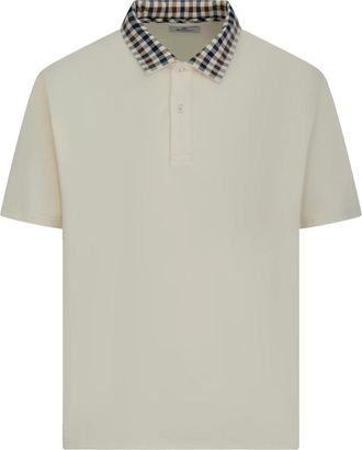 Aquascutum Homme, Tops, Blanc, Taille: XL Active Collar Check Polo
