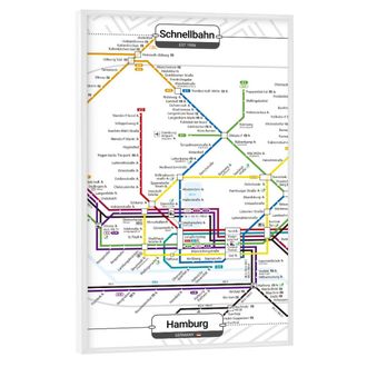 artboxONE Poster mit wei&szlig;em Rahmen 90x60 cm St&auml;dte U-Bahn - Hamburg - Bild Stadt fluss Hamburg