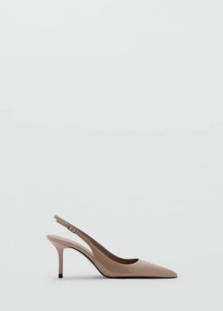 Mango Chaussures &agrave; talon en cuir vernis nude - Femme - 35 - MANGO