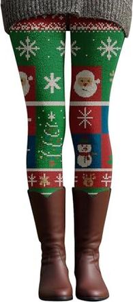 Generic Legging de Noël pour femme, imprimé fantaisie, extensible, tendance, taille haute, festif, thermique, décontracté, coupe ajustée, automne et hiver, am