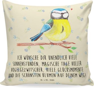 Mr. & Mrs. Panda Zierkissen Vogel Blaumeise - Ostergeschenke, Osterdeko, Geschenk, Frühlingsgefühle, Osterdeko, Sofakissen, Ostern Kinder