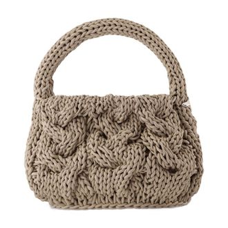 J.W.Anderson Unisex Cable-Knit Leather Crossbody Bag Gray