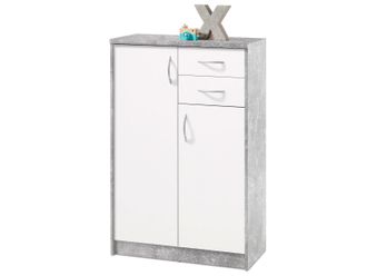 Möbelando Kommode Beistellschrank Anrichte Standschrank Holzkommode Schrank Olli IV Beton/Weiß