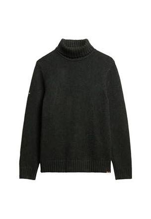 Superdry Pull &agrave; col roul&eacute; rugueux pour homme, Noir d&eacute;lav&eacute;, L