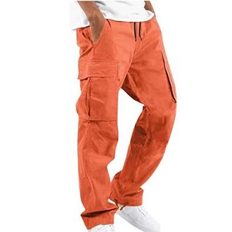 Generic Pantalon cargo d&eacute;contract&eacute; extensible pour homme, couleur unie, confortable, &eacute;l&eacute;gant, classique, cordon de serrage, taille &eacute;lastique, pantalon cargo d
