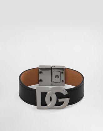 Dolce & Gabbana Armband Aus Kalbsleder Mit Dg-logo - Mann Bijoux Mehrfarbig Leder S