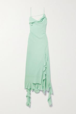 Acne Studios Asymmetrisches Midikleid Aus Mehrlagigem Chiffon Mit R&uuml;schen - Blau