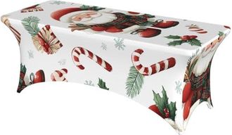 Generic Nappe extensible rectangulaire ajust&eacute;e de 1,8 m - Motif P&egrave;re No&euml;l - Lavable et infroissable - Pour terrasse, mariage, banquet, f&ecirc;te, &eacute;v&eacute;nement