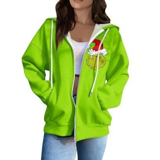 Generic Le Grinch Sweat A Capuche Femme Chaud 2025 Pulls Plaid Sweatshirts The Sweet Pilou Vêtements Costume Polaire Vetement Moche Christmas Pull Noël Pyjama