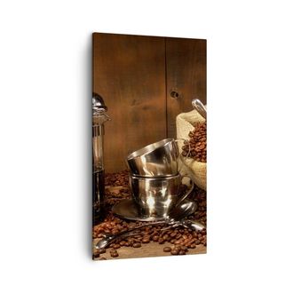 Arttor Bilder auf Leinwand Kaffeebohnen ger&ouml;steter Kaffee Tasse Leinwandbild mit Rahmen 45x80cm Wandbilder Dekoration Wohnzimmer Schlafzimmer Deko Klein Wand