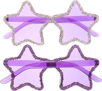 Beaupretty Lot de 2 Lunettes de Soleil sans Monture en Forme D&eacute;toile Violettes Orn&eacute;es, Accessoires Amusants pour F&ecirc;te et Photomaton, Lunettes de Soleil Fantaisie