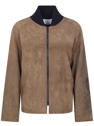Ibrigu Printed Suede Bomber Brown