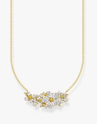 Thomas Sabo collier plaqu&eacute; or Lovely Daisy avec pierres dor&eacute;, blanc