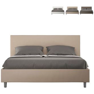 Itamoby Adele M modernes Kunstleder 160x190 Doppelbett mit Staukasten Farbe: Beige - Version: Standardmodell