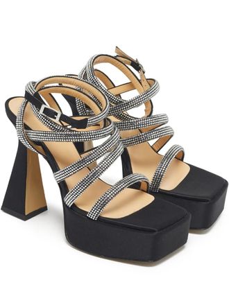 Mach & Mach sandales Sydney en satin &agrave; plateforme - Noir