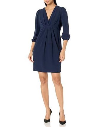 Tommy Hilfiger Robe à Manches 3/4 en Tissu Stretch, Sky Captain, 44 Femme