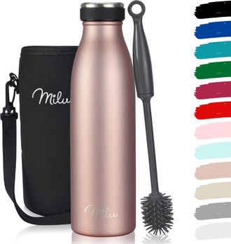 Milu Edelstahl Trinkflasche 350ml 500ml 750ml 1L 1,5L Thermosflasche Isolierte Wasserflasche Auslaufsichere Isolierflasche doppelwandig, Kohlensäure geeign