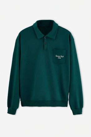 Trendyol MAN Herren Gr&uuml;n Bestickt Lang, Oversize Sweatshirts