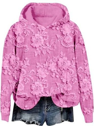 Generic Sweat &agrave; capuche pour femme avec poches - Veste dhiver chaude en polaire pour femme - Manteau l&eacute;ger avec poches, rose, S