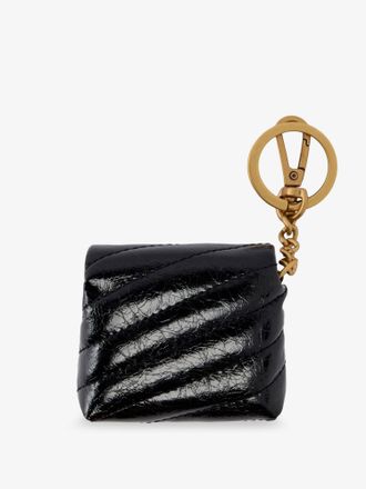 Pinko Womens Leather Airpods Case Black Hair Accessories