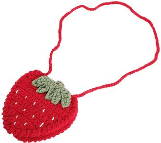 Valiclud Handgewebte Kleine Erdbeer Umh&auml;ngetasche aus Garn Fruchtf&ouml;rmige Schultertasche f&uuml;r Damen und M&auml;dchen Leichte Gestrickte Geldb&ouml;rse f&uuml;r Alltag und Reise