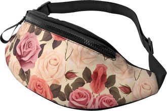 Generic Mode Sporttasche Blumenmuster Mit Rosa Und Roten Rosen Taillentasche Sporttasche Handytasche Tasche F&uuml;r Running Fahrrad Camping 14X35Cm