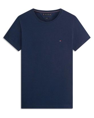 Tommy Hilfiger Stretch-T-Shirt mit kleiner Logo-Stickerei, Slim Fit in